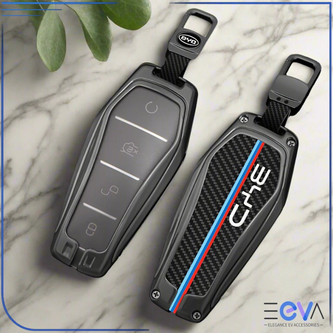 BYD Key Case Cover with Carbon Fibre Pattern | Metal Protective Shell ...