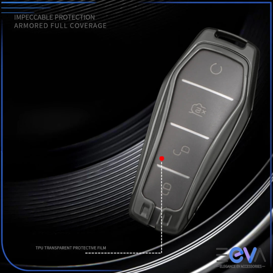 BYD Key Case Cover with Carbon Fibre Pattern | Metal Protective Shell ...